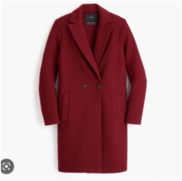 J. Crew | Jackets & Coats | J Crew Red Pea Coat Wool Blend Classic ...